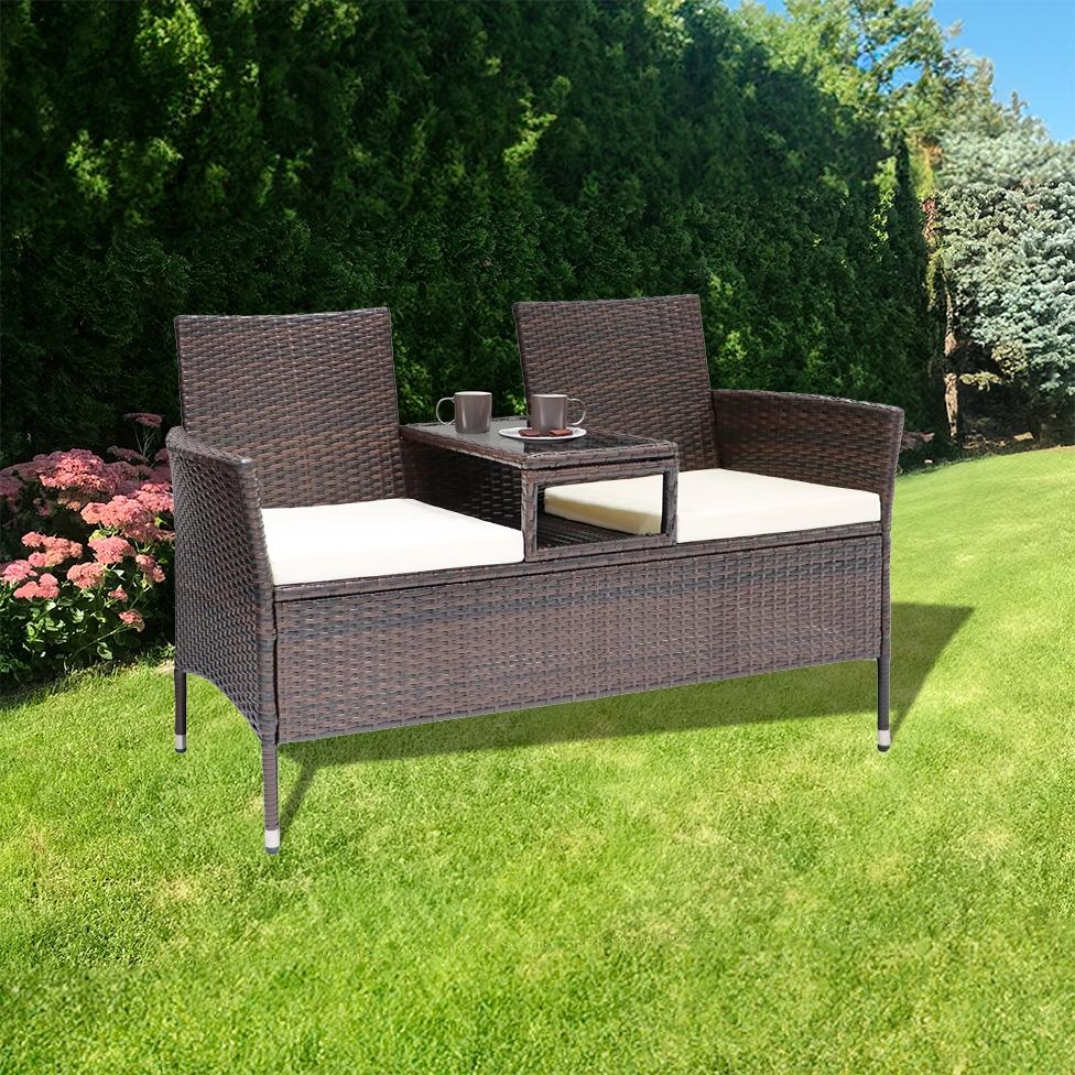 Catini Festa 2024 Rattan kerti pad (feketésbarna rattan/bézs) | Avenberg.hu
